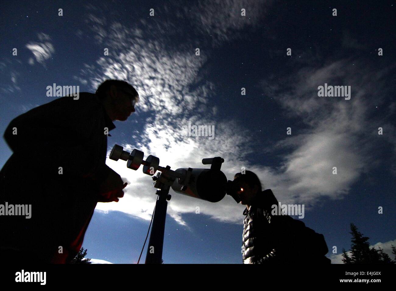 Rozhen, Bulgaria. 12th July, 2014. Astronomers observe a perigee moon ...