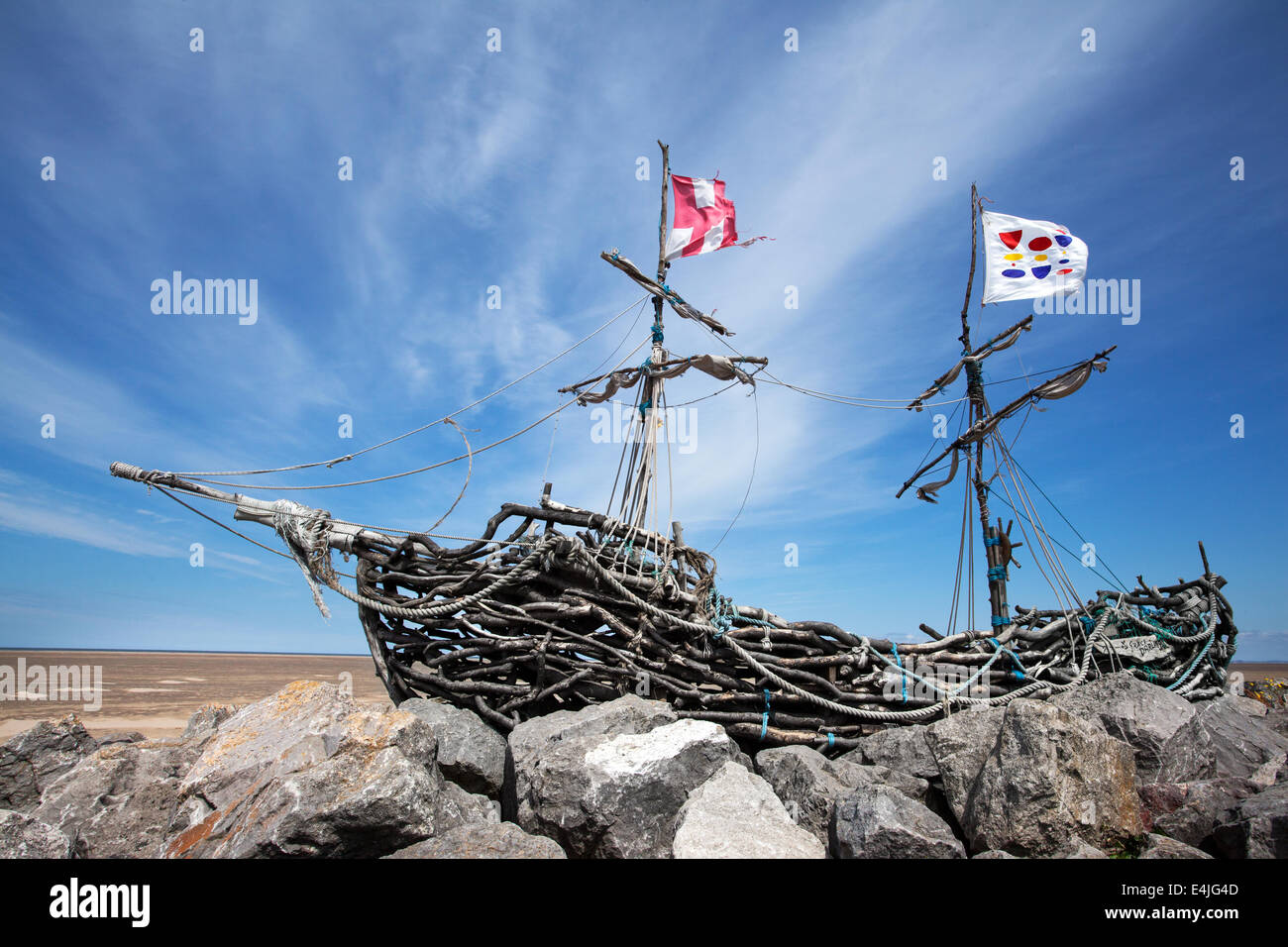 Driftwood Boat, pirate ship 'Grace Darling' on Hoylake’s shore art ...