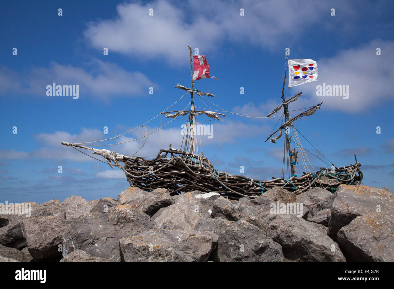 Driftwood Boat the pirate ship 'Grace Darling' on Hoylake’s shore for ...