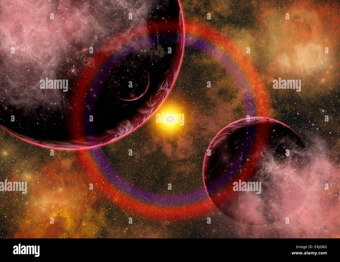 Alien planets worlds nebula star sun hi-res stock photography and ...