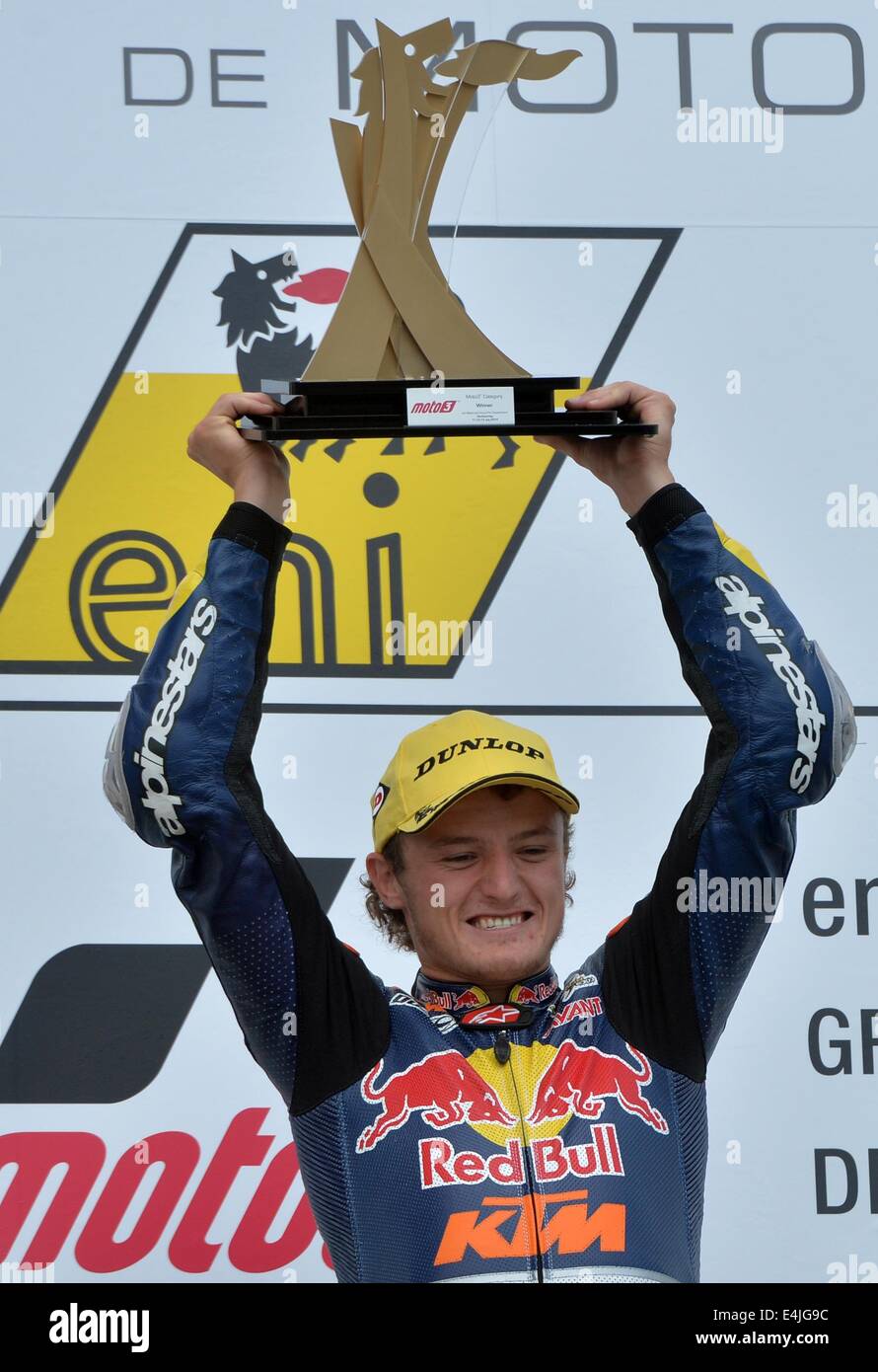 Hohenstein-Ernstthal, Germany. 13th July, 2014. Australian winner Moto3 ...