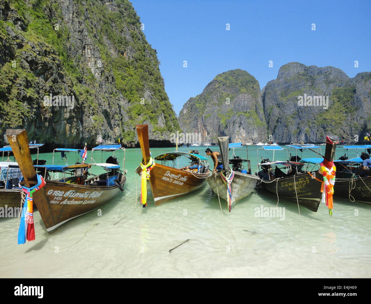 Koh Phi Phi longboats Stock Photo - Alamy