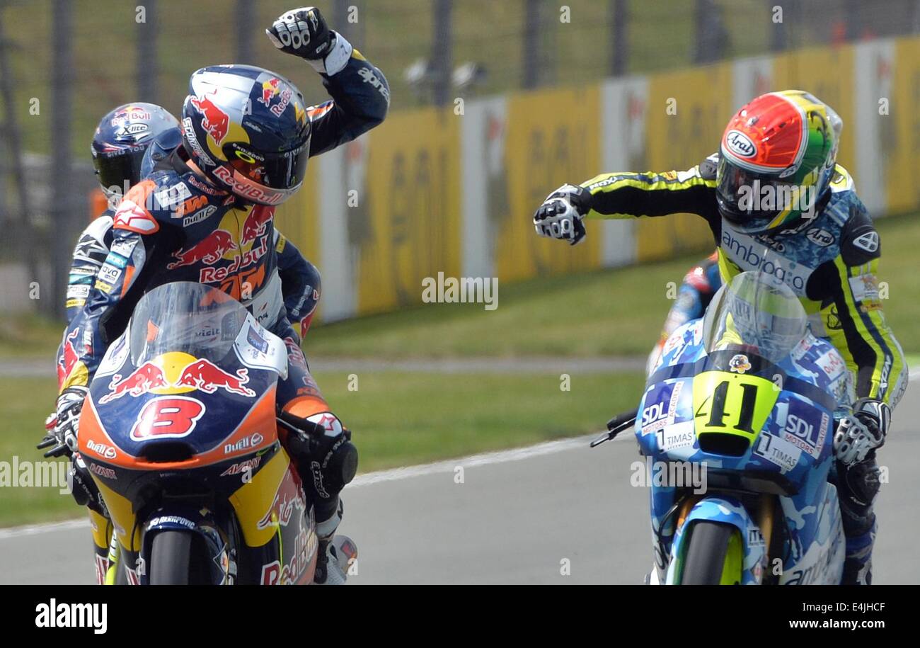 Hohenstein-Ernstthal, Germany. 13th July, 2014. Australian winner Moto3 ...