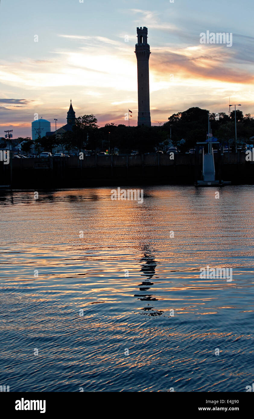Harbor Provincetown MA Cape Cod at sunset with Provincetown Monument ...