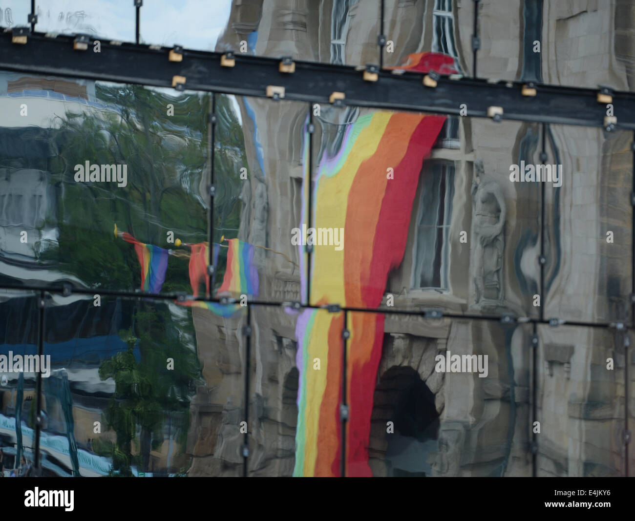 Freiburg, Germany. 12th July, 2014. The colours of a rainbow are ...