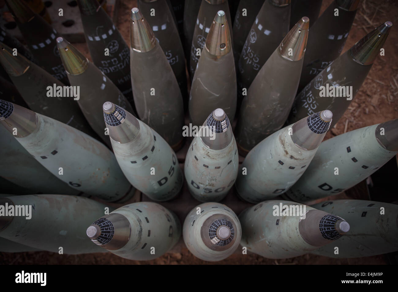 Gaza Border. 14th July, 2014. Artillery shells are placed for an ...