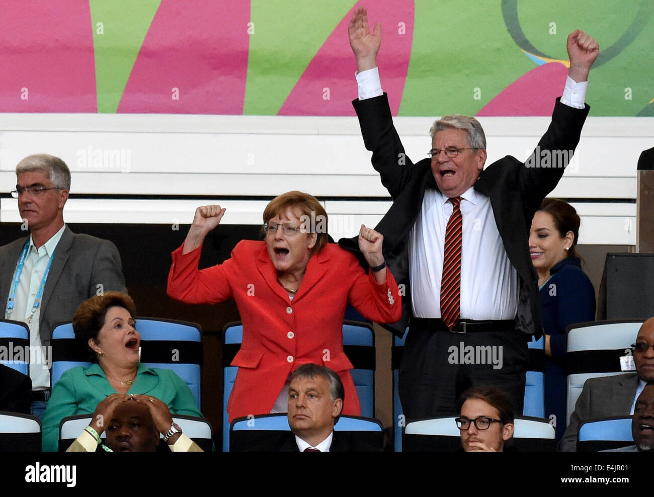 Germany's Chancellor Angela Merkel (C) and German President Joachim ...