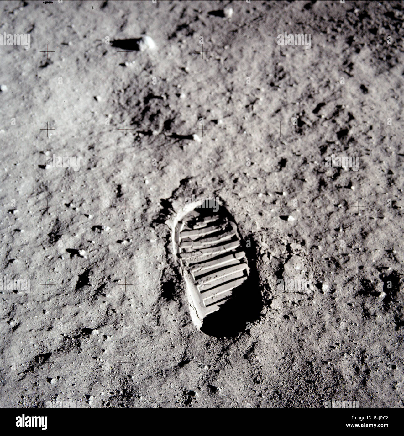 Astronaut boot print on the surface of the moon from the Apollo 11 ...