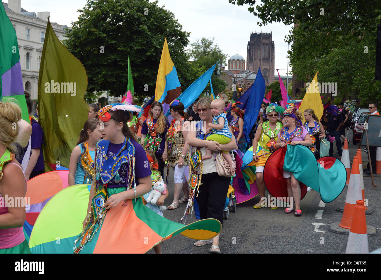 Liverpool, UK. 12th July, 2014. A colourful parade wound its way ...