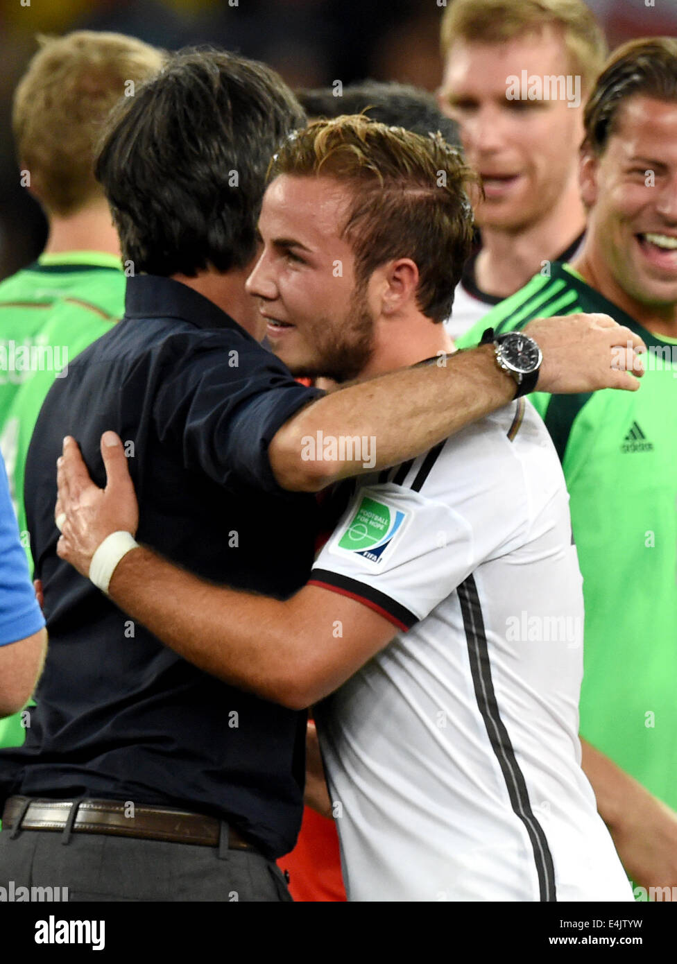 Rio de Janeiro, Brazil. 13th July, 2014. Mario Goetze (L) of Germany ...