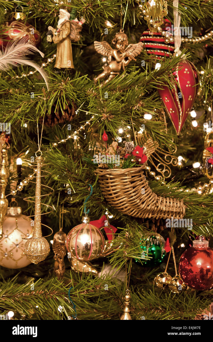 An image showing the concept of Christmas with tree full of decorations ...