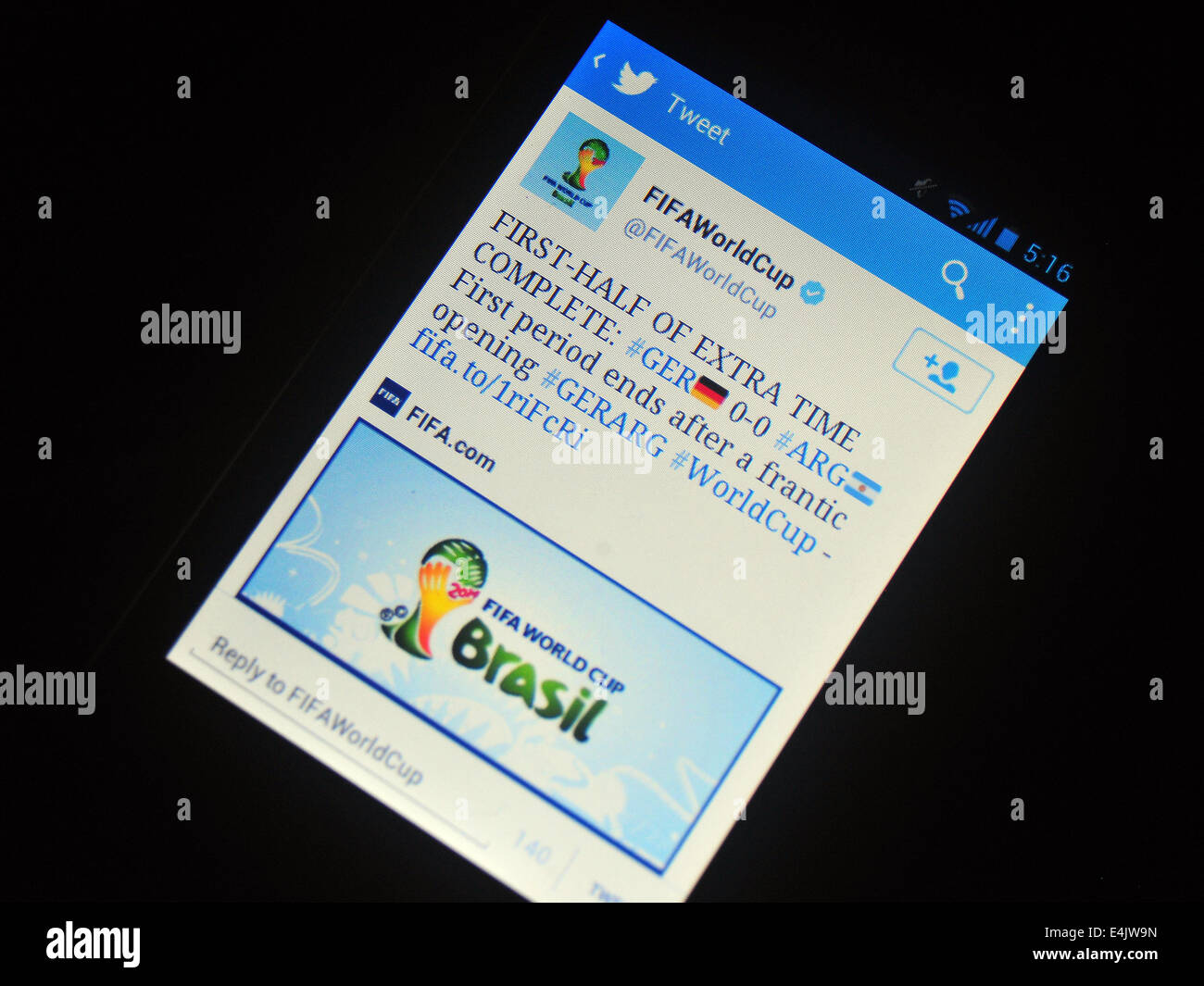 Tweets during the 2014 FIFA World Cup Final between Argentina and ...