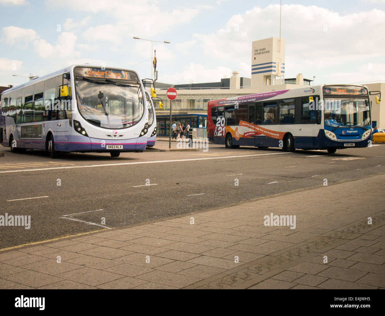 Buses owned by Stagecoach and First Hampshire at The Hard interchange ...