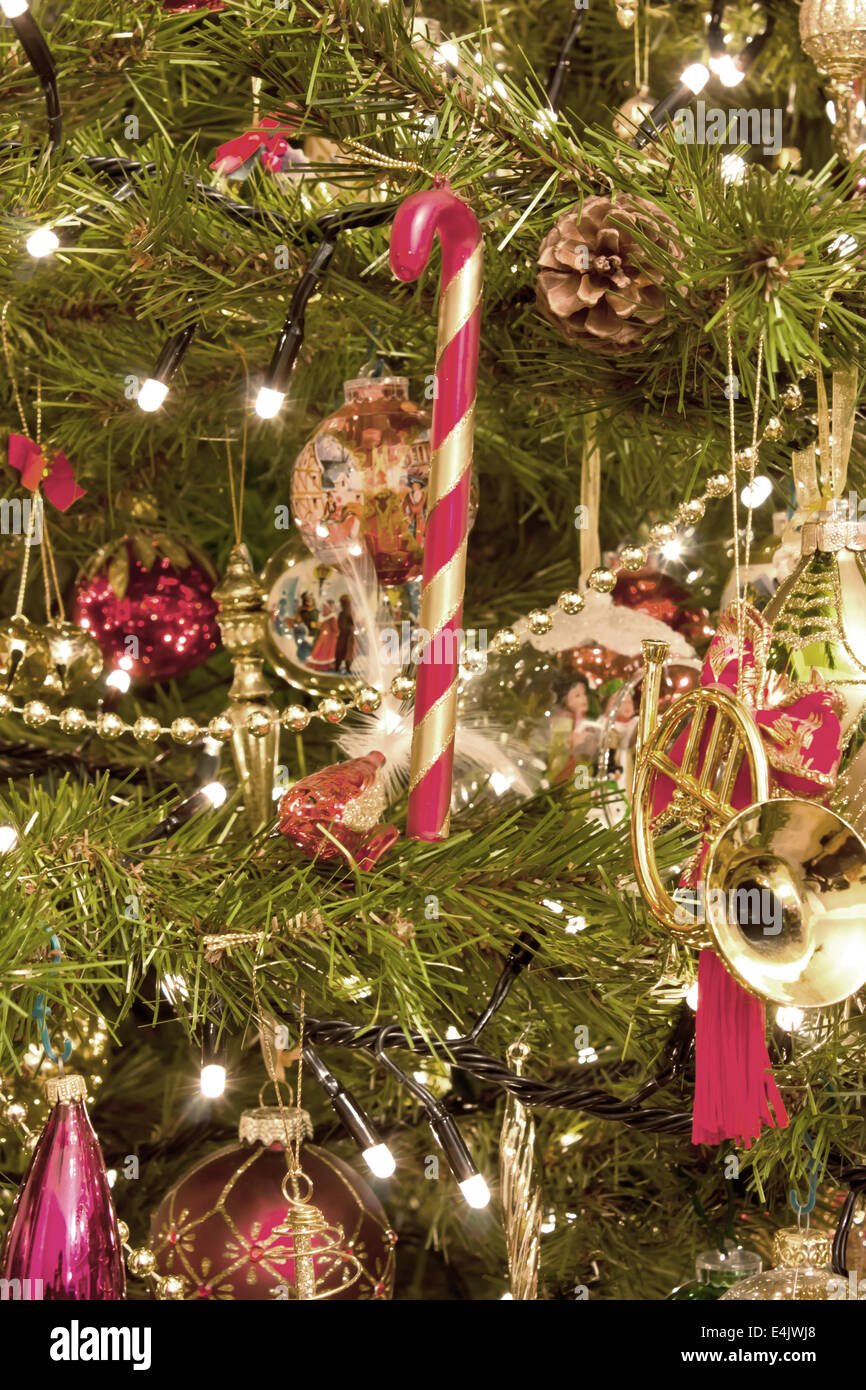 An image showing the concept of Christmas with tree full of decorations ...