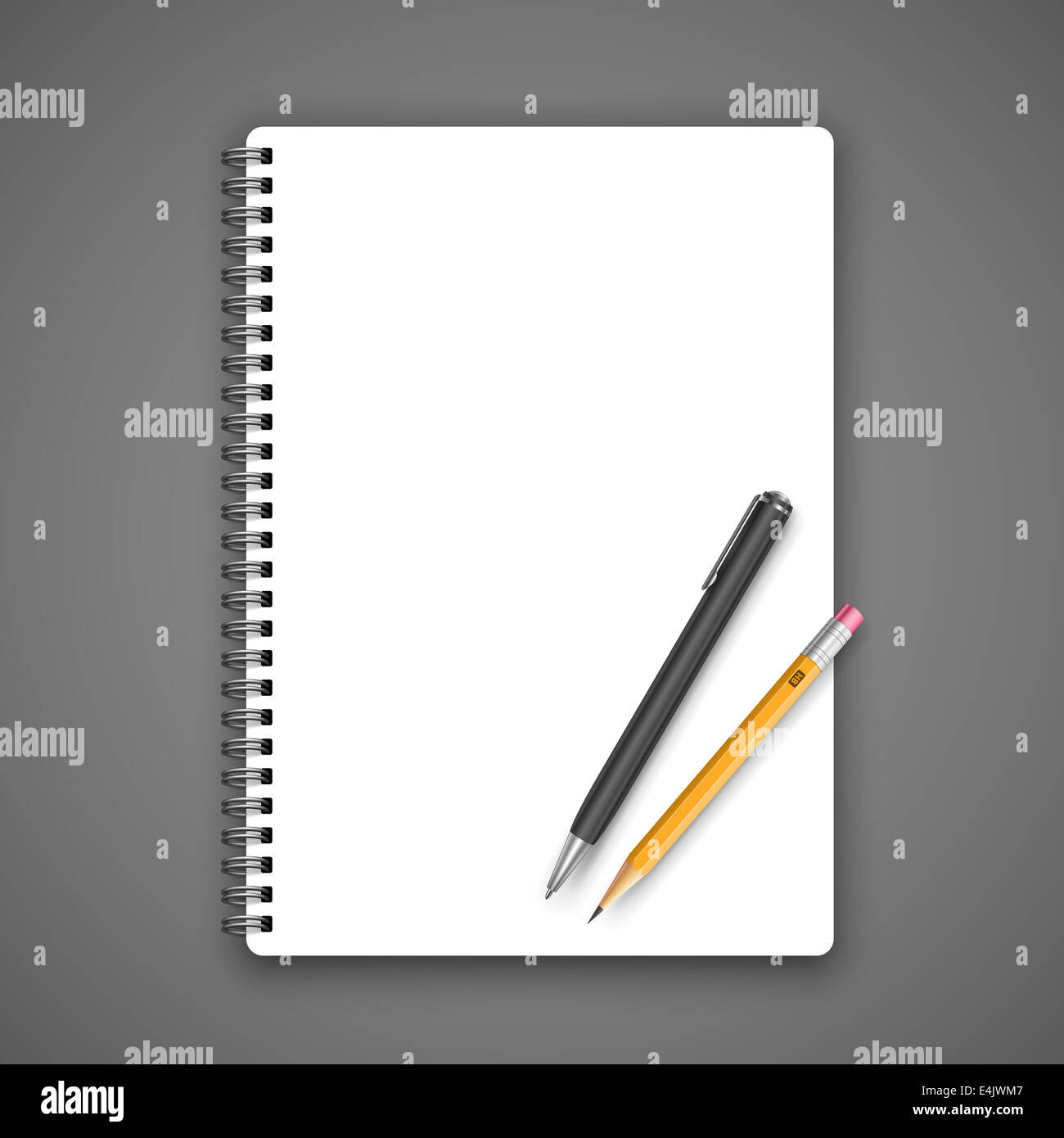 Notebook and pencil Stock Photo - Alamy