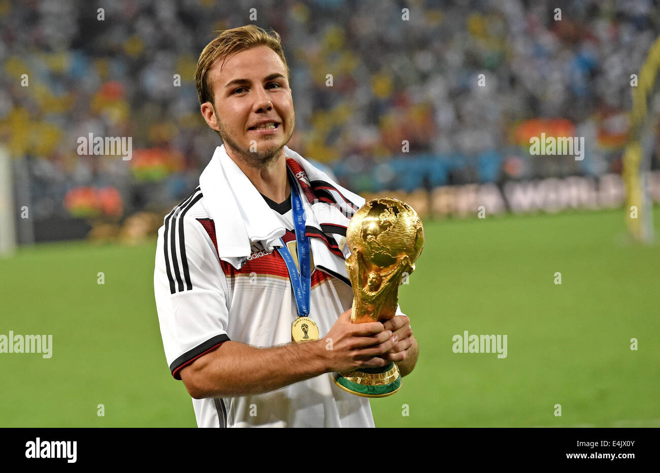 Rio de Janeiro, Brazil. 13th July, 2014. Mario Goetze of Germany poses ...