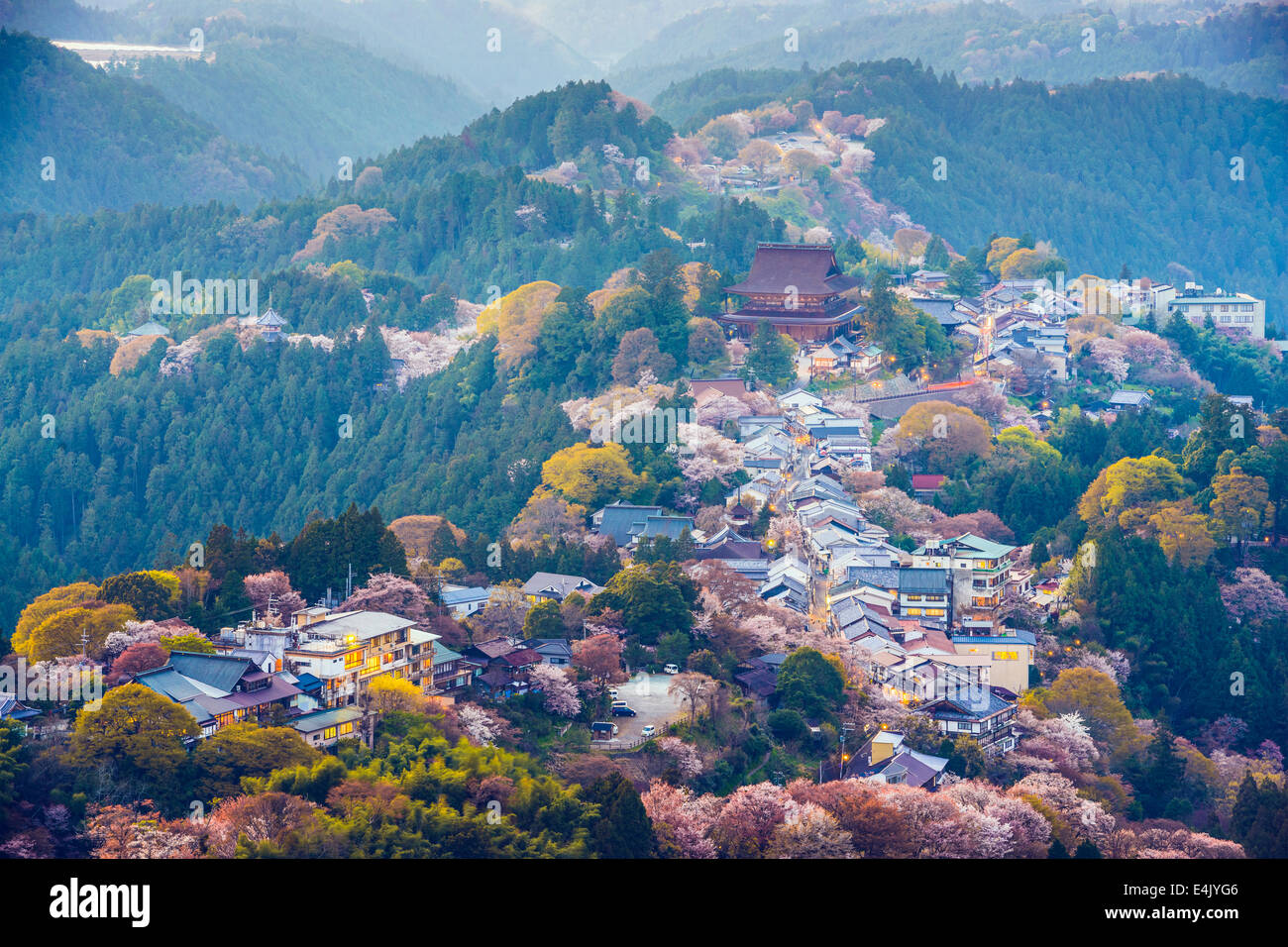 Yoshinoyama, Japan at twilight during the spring Stock Photo - Alamy