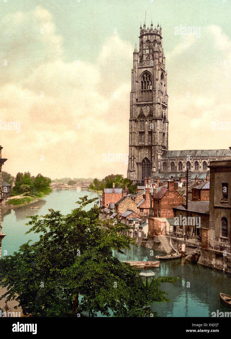 St. Botolph's Church and river, Boston, England, circa 1900 Stock Photo ...