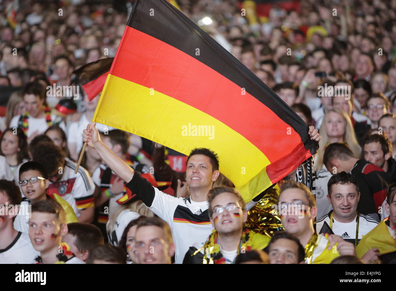 Frankfurt, Germany. 13th July, 2014. German fans sing the German ...