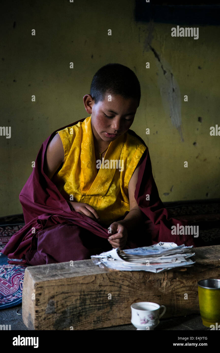 Buddhist monk in a monastery in Ladakh Stock Photo - Alamy