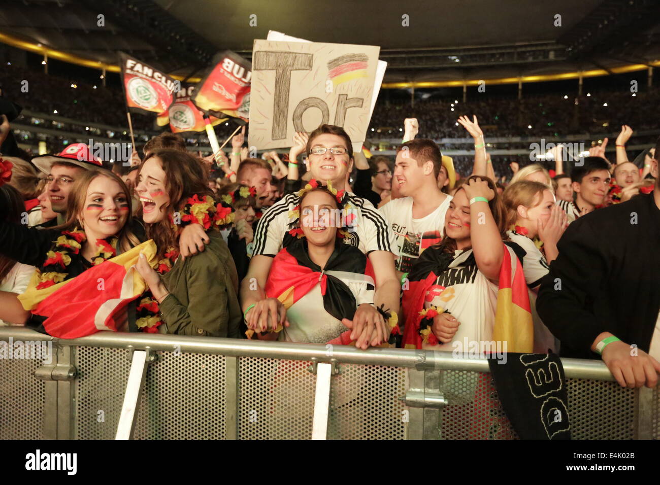 Frankfurt, Germany. 13th July 2014. German fans celebrate the German ...