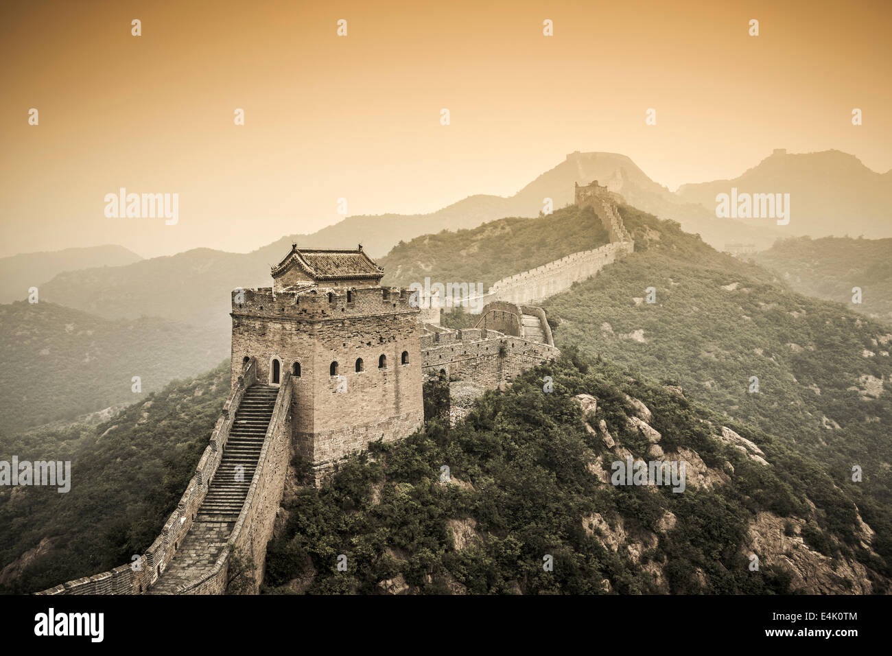 Partially restored section of the Great Wall in Jinshanling, Beijijng ...