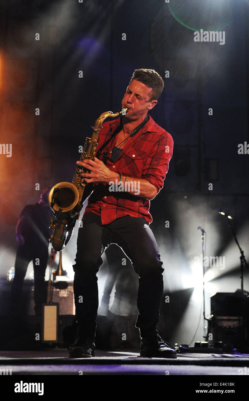 Raleigh, North Carolina, USA. 13th July, 2014. Saxophonist JERRY ...
