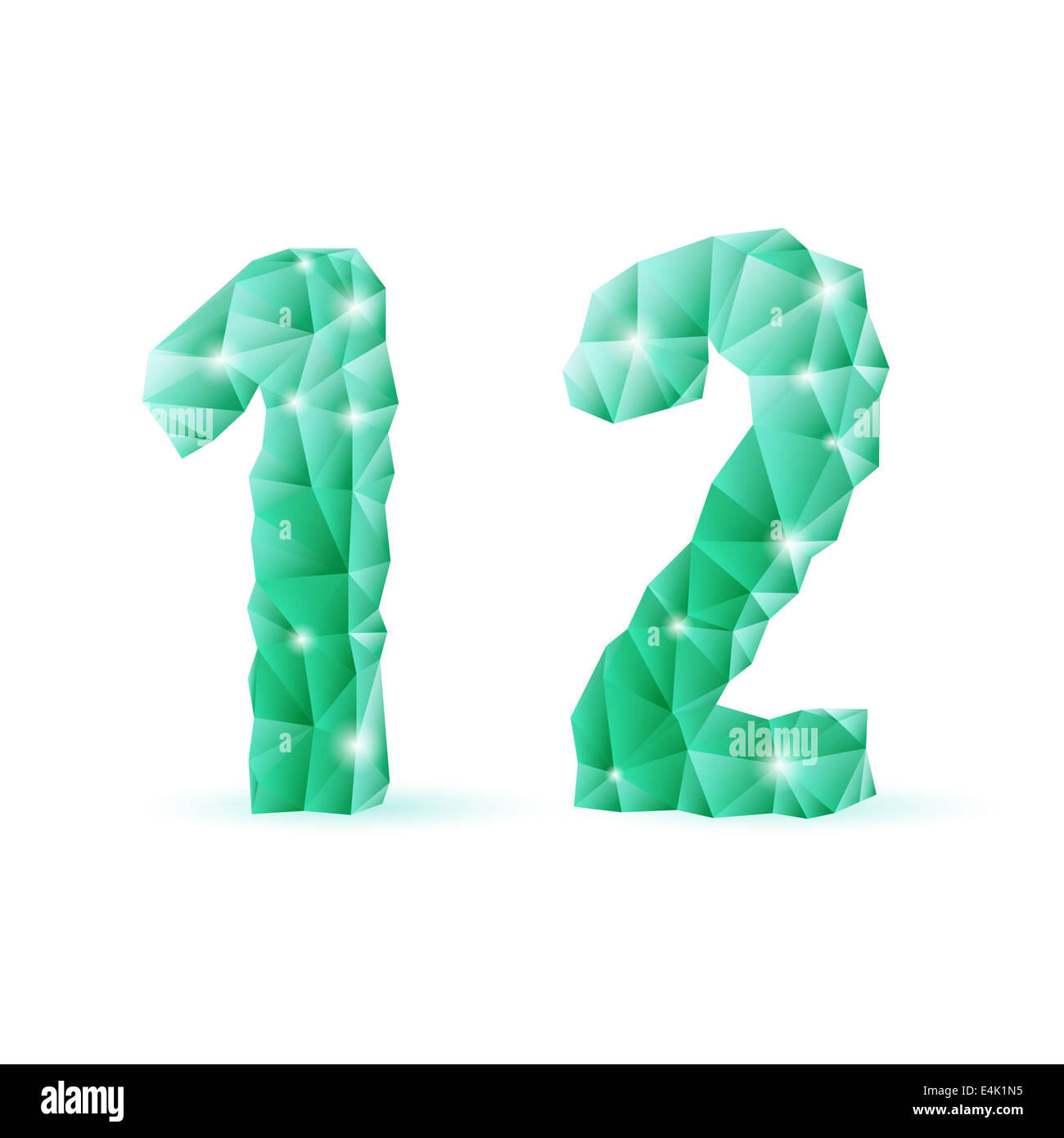 Shiny emerald green polygonal font on white background. Crystal style 1 ...
