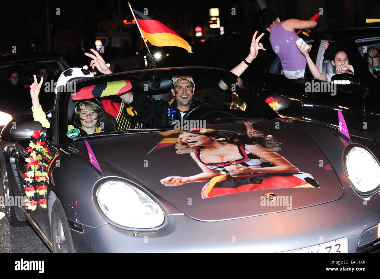 Freiburg, Germany. 13th July, 2014. German football fans in their cars ...
