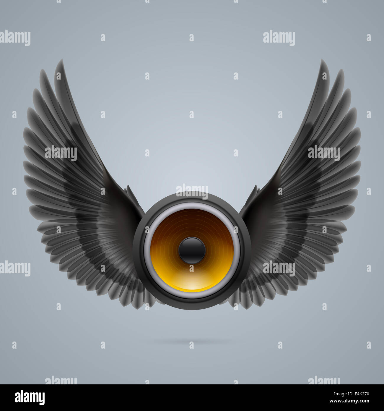 Music speaker with two raised black wings Stock Photo - Alamy