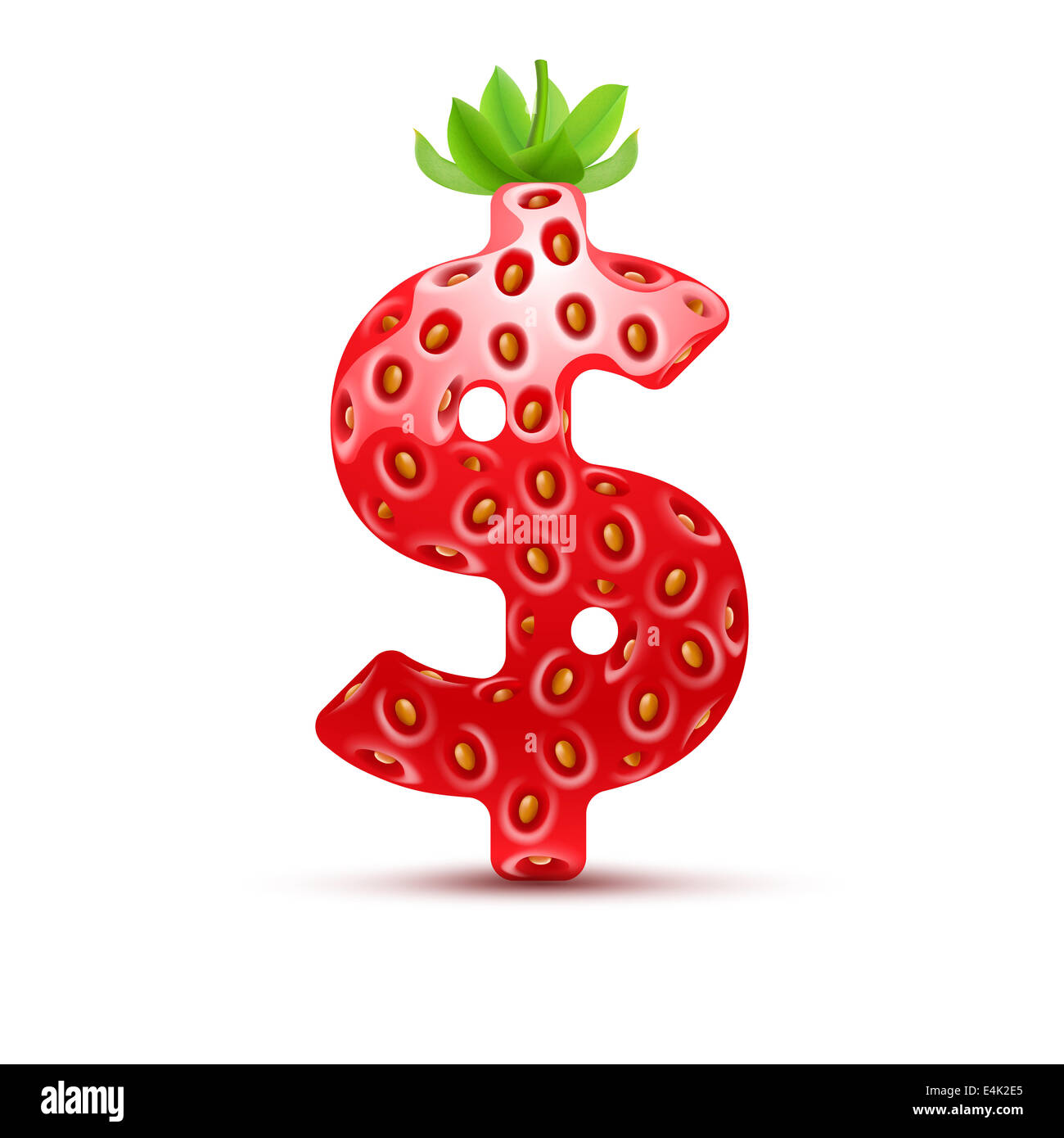 Dollar symbol in strawberry style with green leaves Stock Photo - Alamy