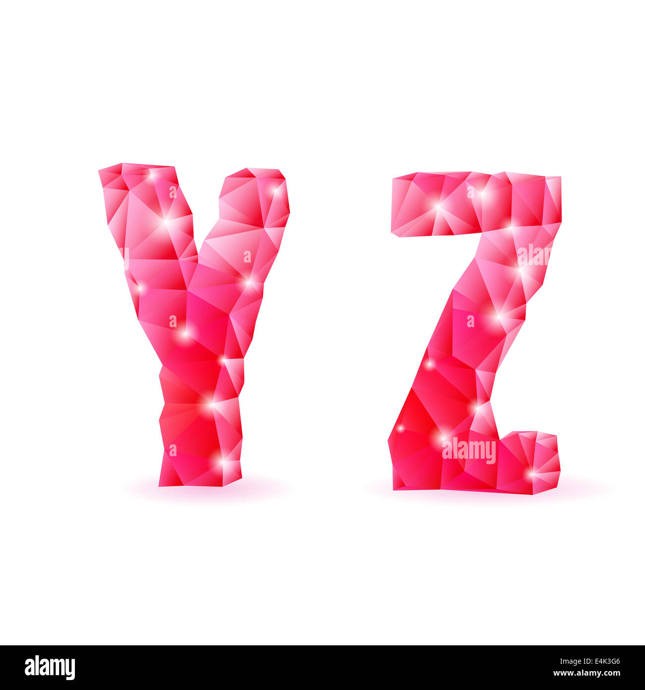 Shiny ruby polygonal font. Crystal style Y and Z letters Stock Photo ...