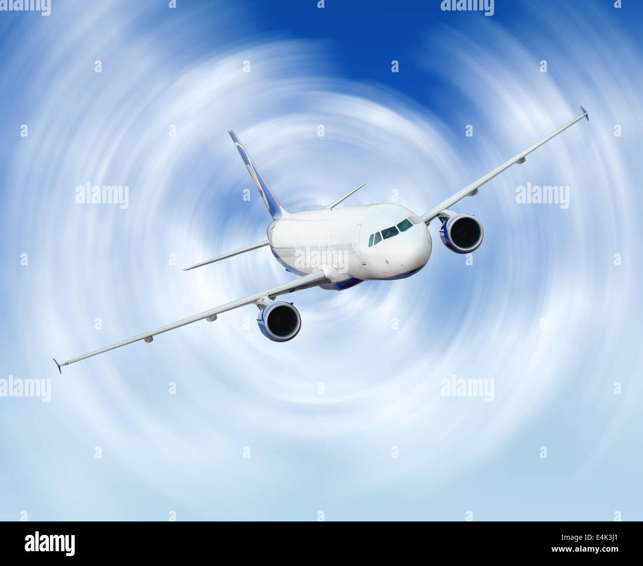 Airplane in the sky, over the cloudy sky Stock Photo - Alamy