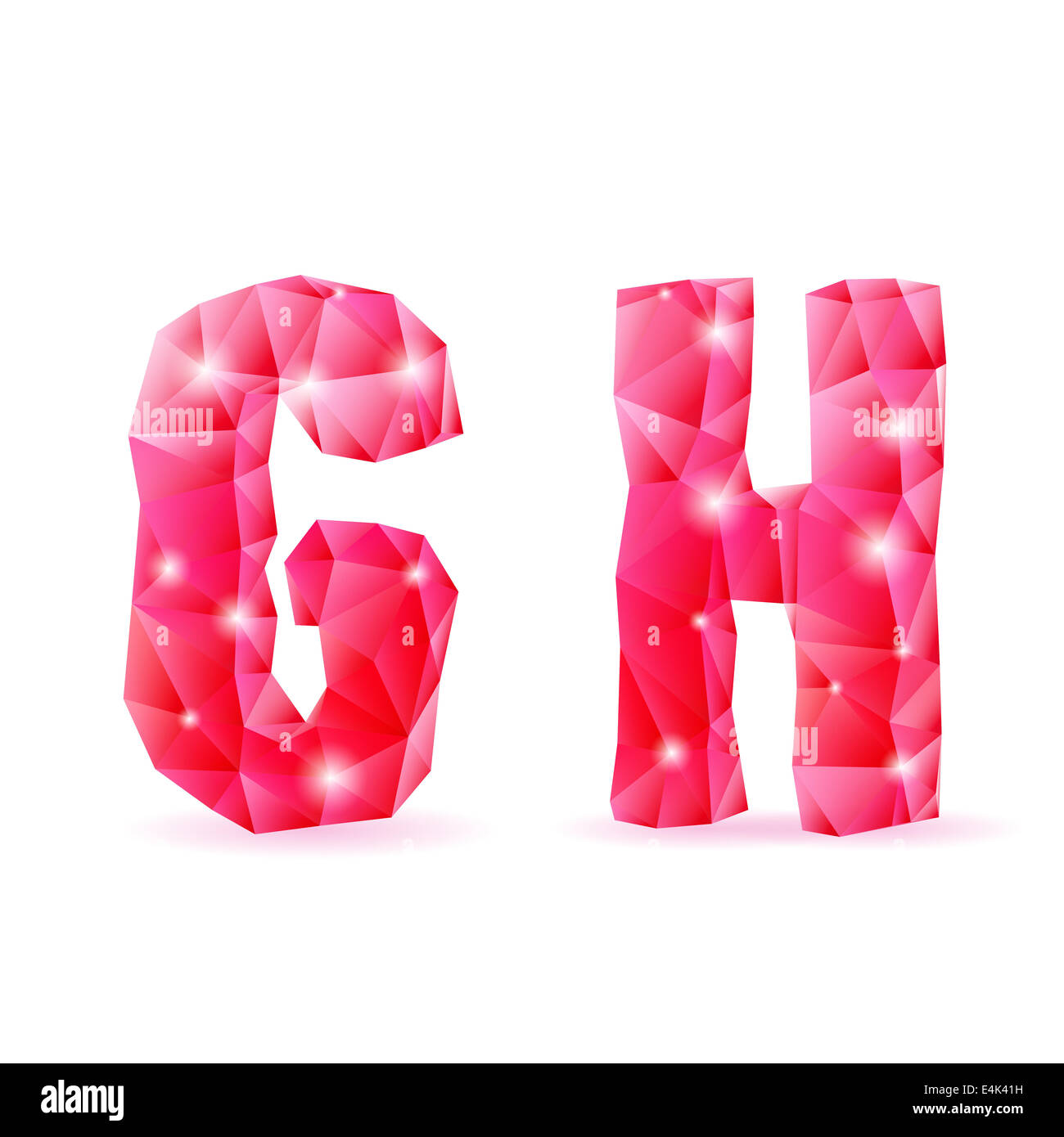 Shiny ruby polygonal font. Crystal style G and H letters Stock Photo ...