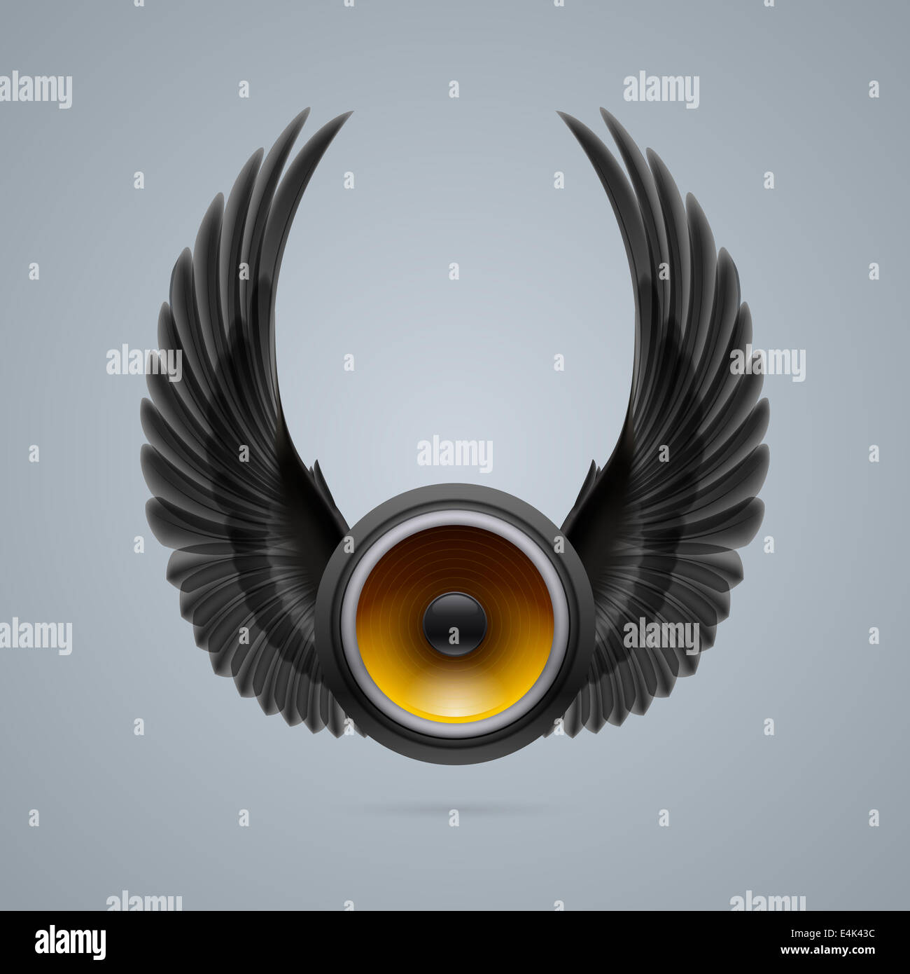 Music speaker with two crow wings up Stock Photo - Alamy
