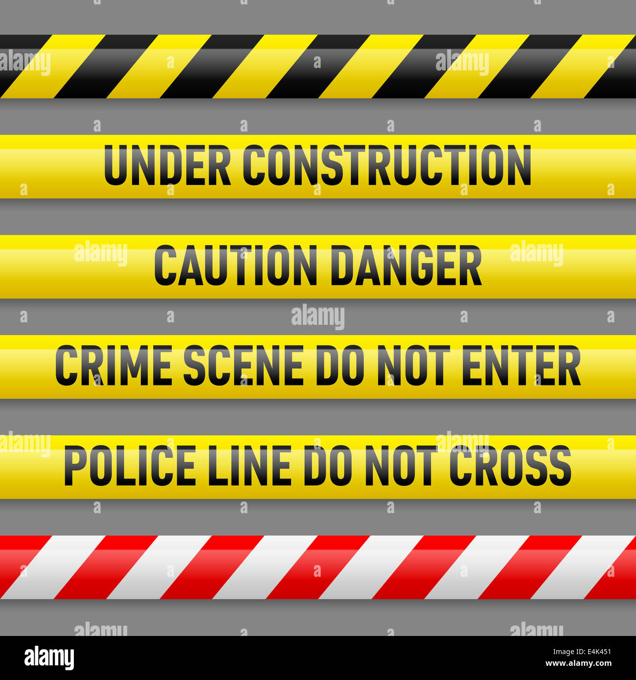 Set of different danger tapes. Tapes with text Under construction ...