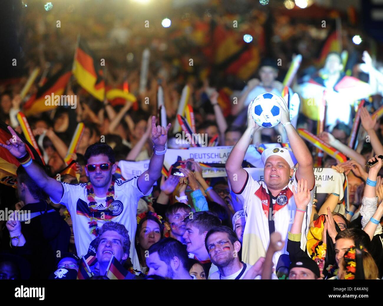 Berlin, Germany. 13th July, 2014. Fans celebrate Germany's 1-0 victory ...