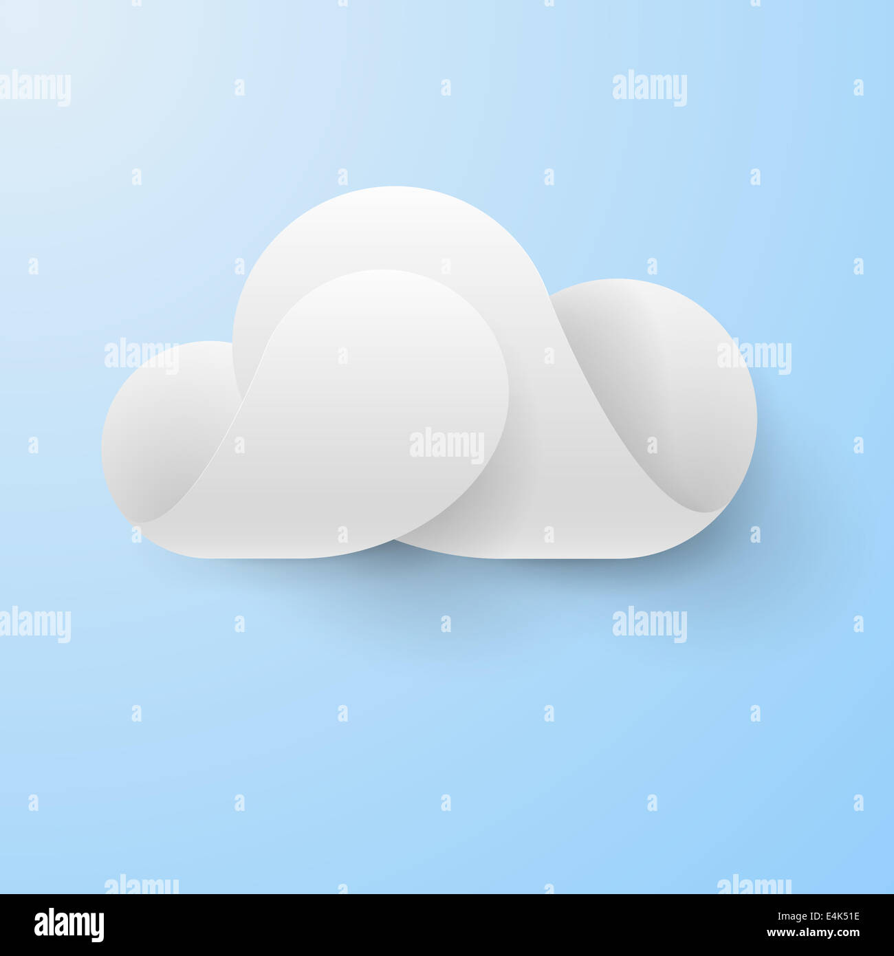 Abstract white cloud made of curved elements on light blue background ...