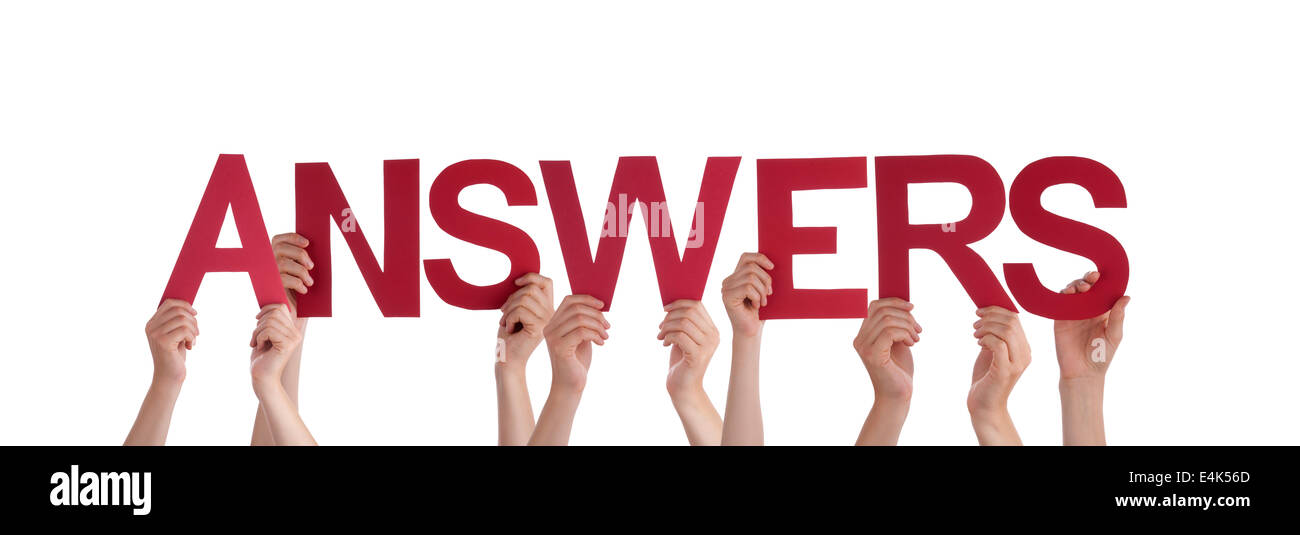 Many People Holding the Word Answers, Isolated Stock Photo - Alamy