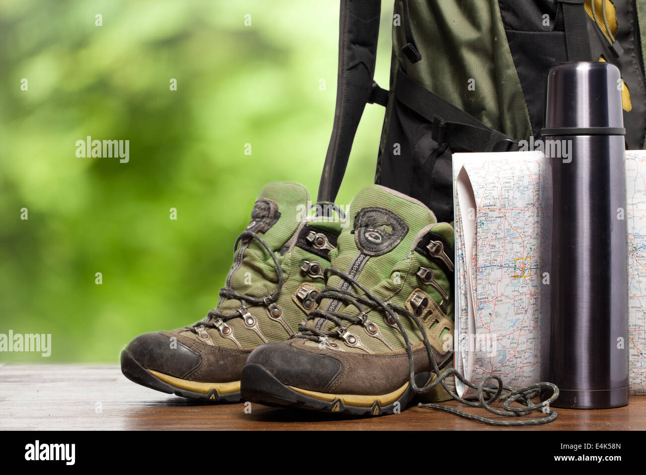 backpack and shoes backpackers Stock Photo - Alamy