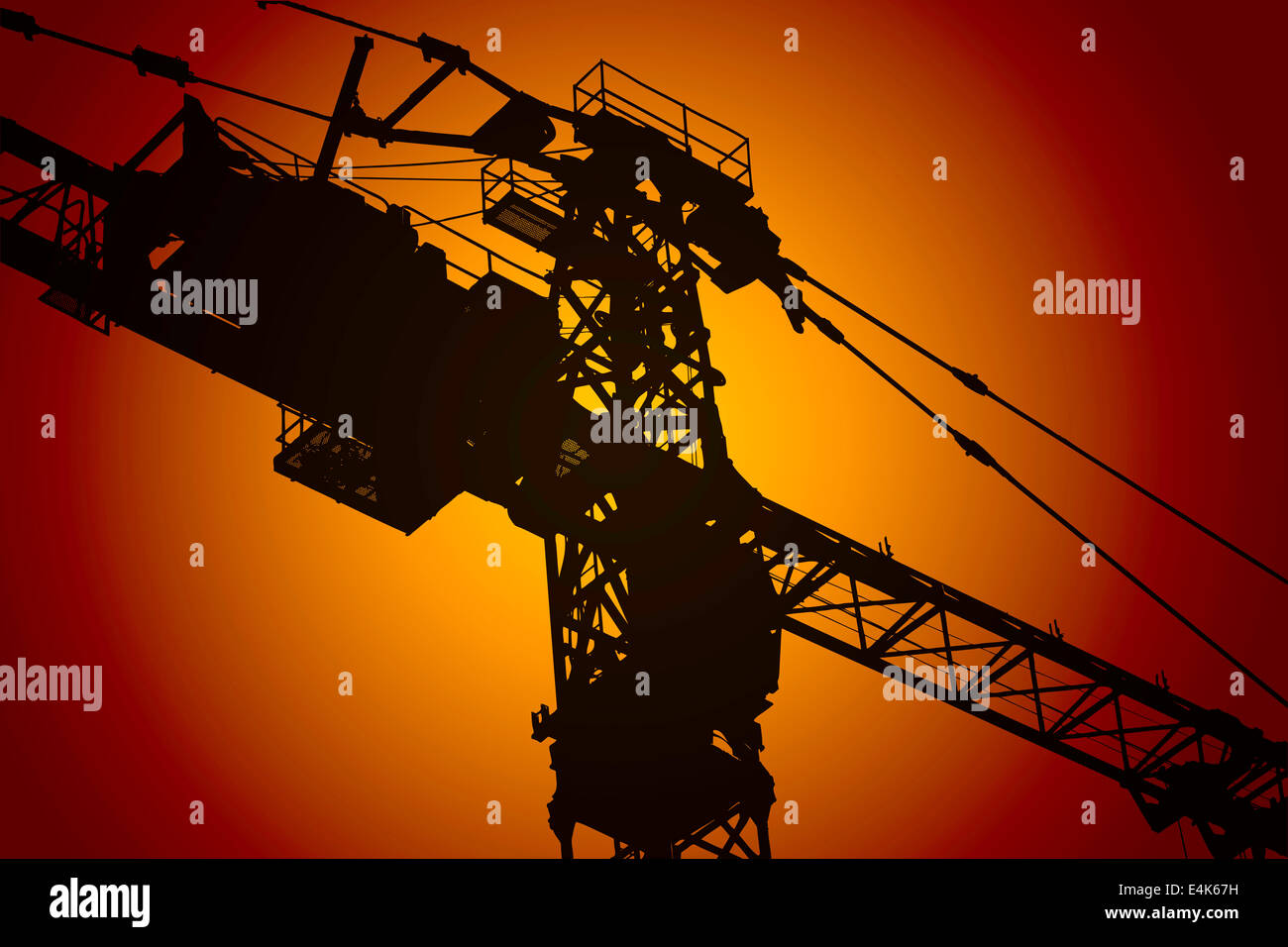 Crane,construction tower, illustration with vivid colors Stock Photo ...
