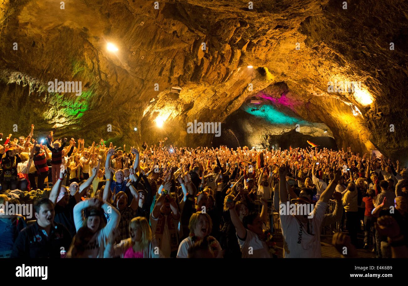 Balve, Germany. 13th July, 2014. Soccer fans watch the live ...
