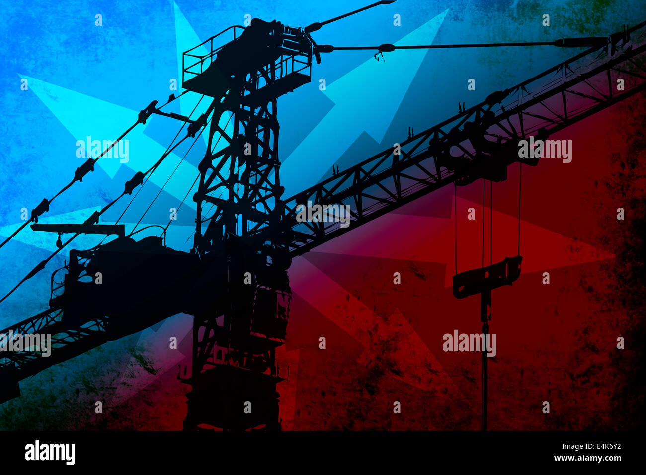 Crane,construction tower, illustration with vivid colors Stock Photo ...