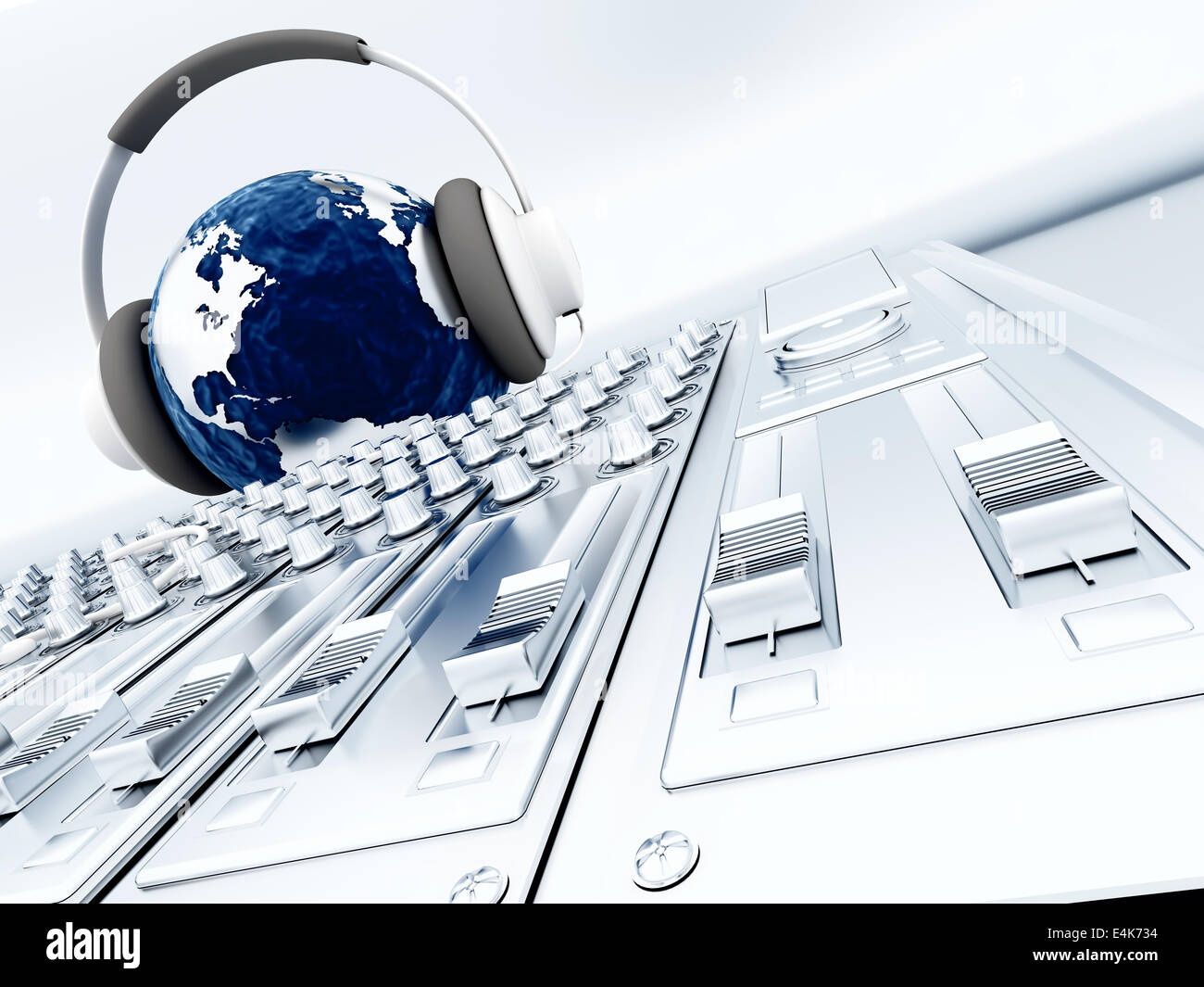 The ground listening music in headphones Stock Photo - Alamy
