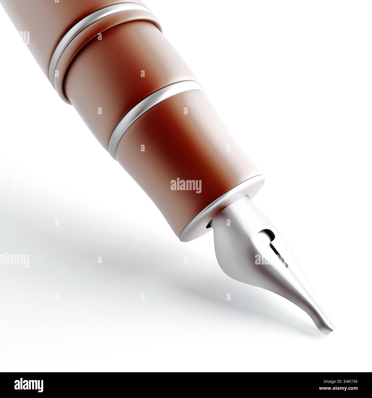 old-fashioned fountain-pen on white background Stock Photo - Alamy