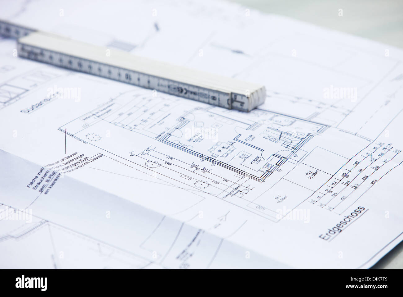 Architectural drawings and ruler Stock Photo - Alamy