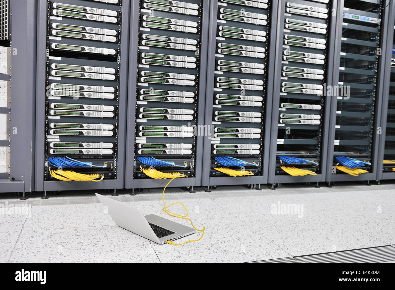 laptop computer at server network room Stock Photo - Alamy