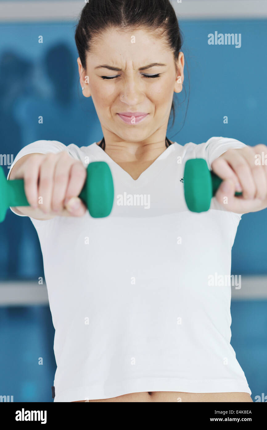 woman fitness workout with weights Stock Photo - Alamy