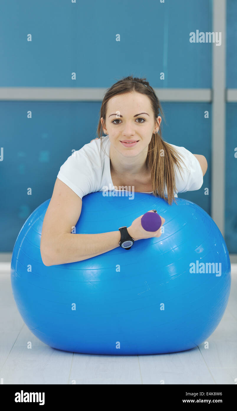 woman fitness workout with weights Stock Photo - Alamy