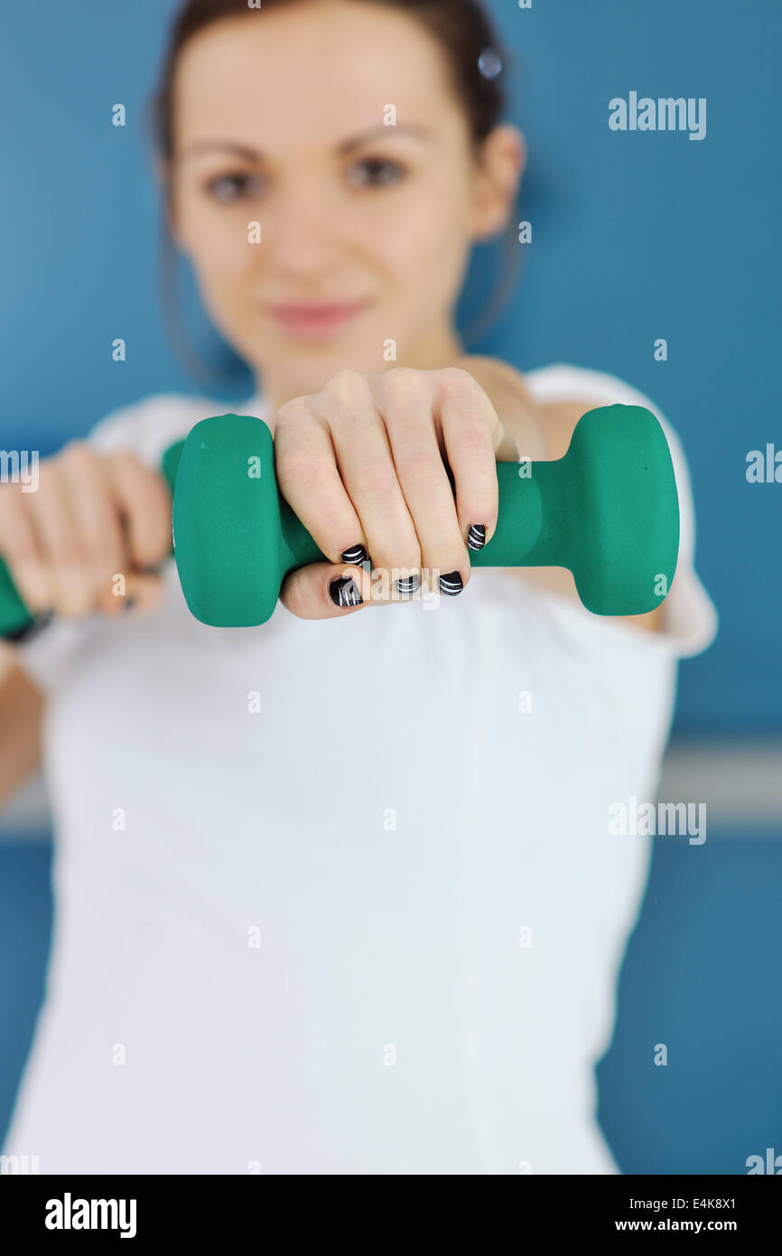 woman fitness workout with weights Stock Photo - Alamy